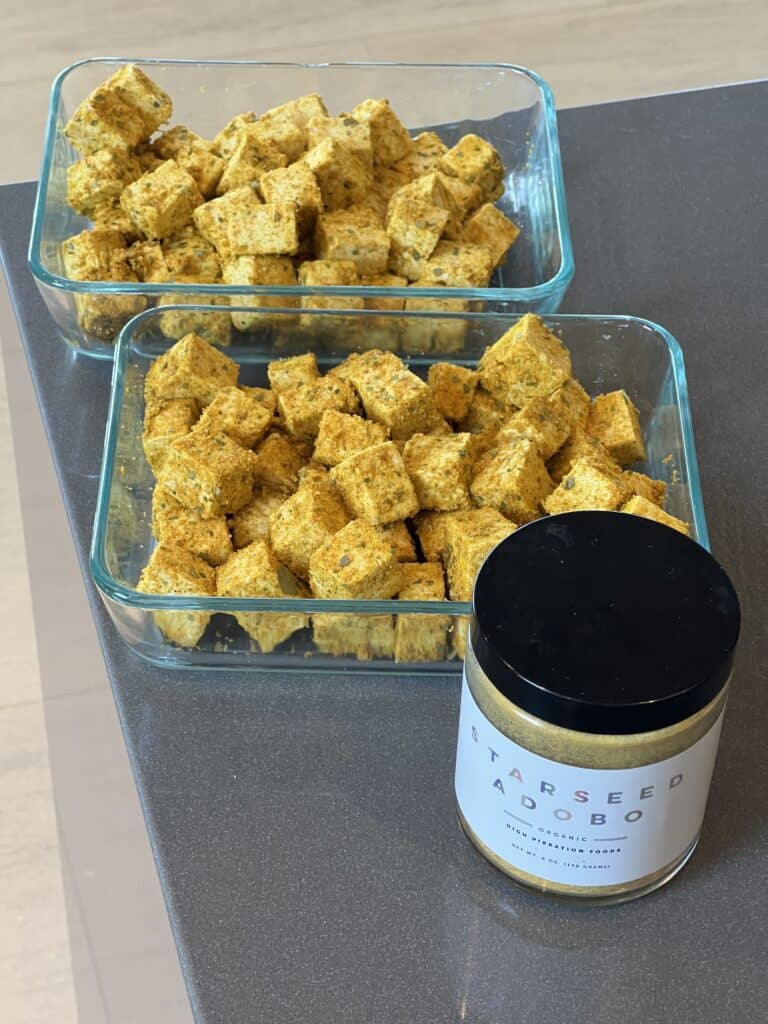Crispy Pan Seared Tofu Cubes with Adobo Spice - STARSEED KITCHEN
